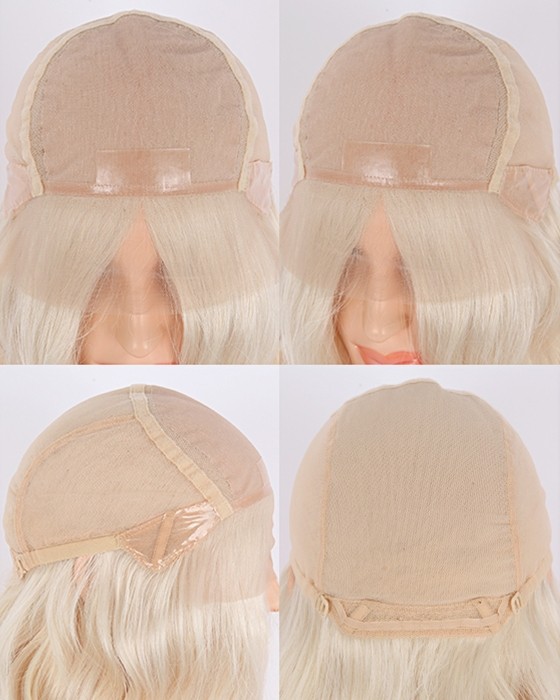 Sleek Elegance: 16 Inch Long White and Black Human Hair Caucasian Wig --Nafawigs.com